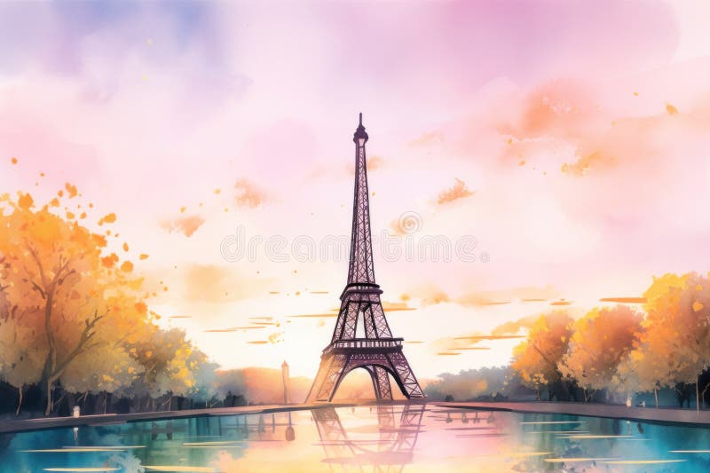A Painting of the Eiffel Tower in Paris. AI Generative Image. Stock ...