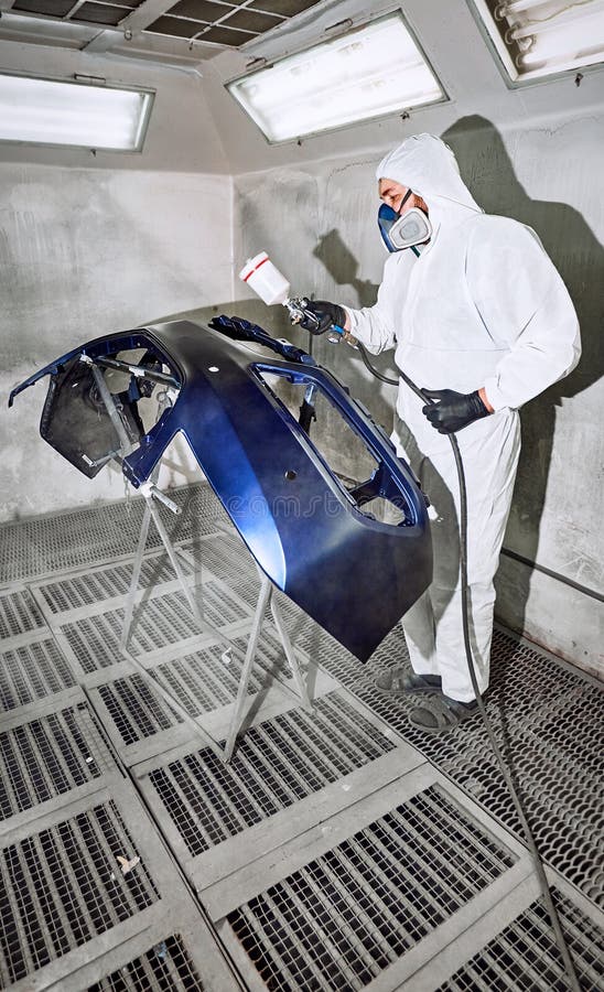 Preparation and Painting of Car Parts after an Accident Stock Image ...