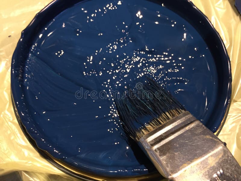 Painting Equipment With Wet Blue Paint Stock Image - Image of color ...