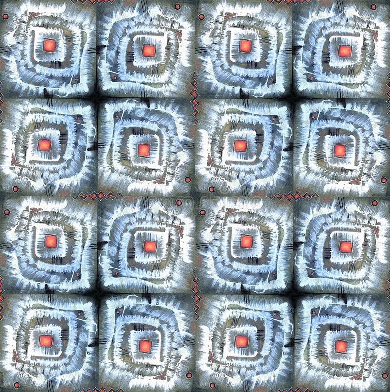 Painting Ethnic Abstract Squares Pattern. Patch Elements. Stock ...