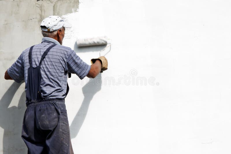 Painting the facade stock image. Image of foreman, outside - 33440563