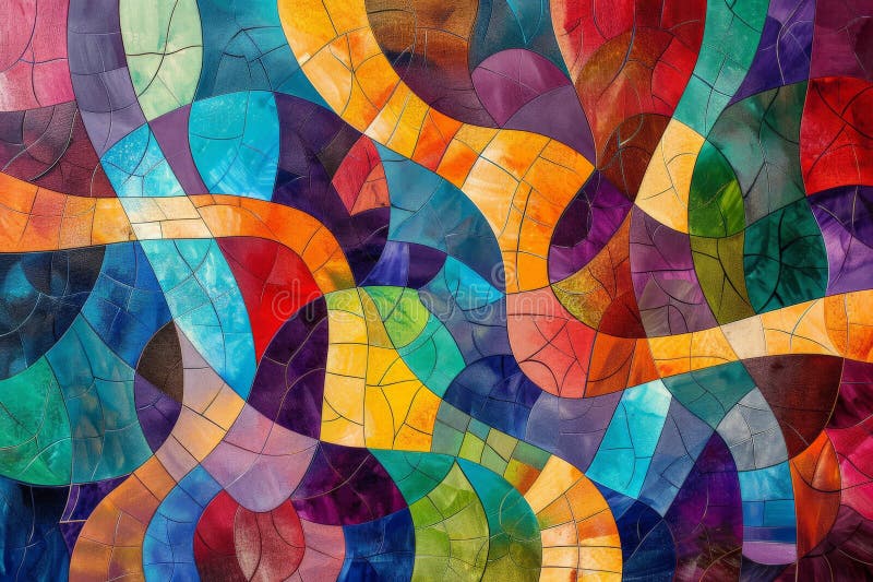 Vibrant Geometric Shapes Painting Stock Illustration - Illustration of ...