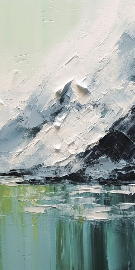 Minimalistic Landscape Painting with Glacier in Monet Style Stock ...