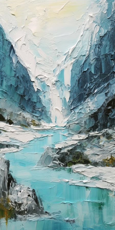 Minimalistic Landscape Painting with Glacier in Monet Style Stock ...