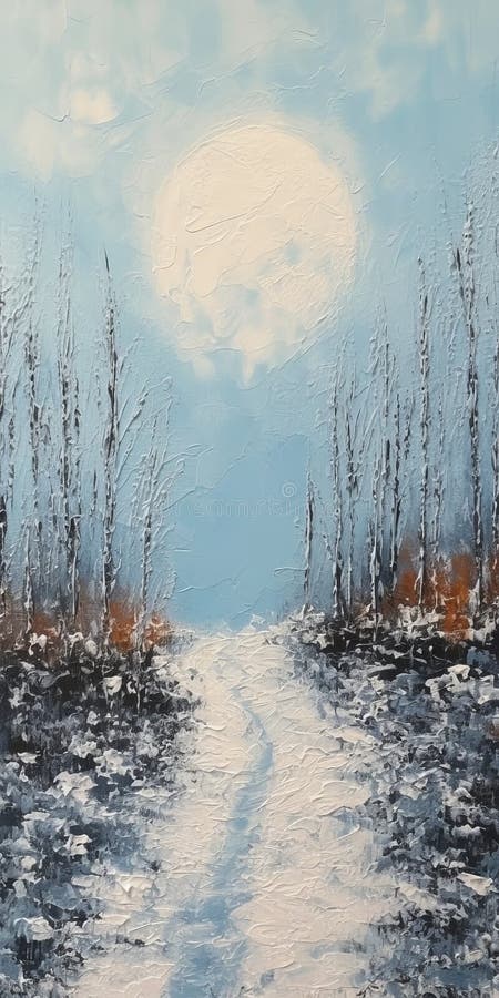 Minimalistic Snow Landscape Painting in Monet S Style Stock ...