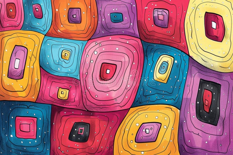 Colorful Abstract Painting with Squares and Squares. Generative AI ...