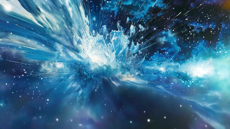 A Painting Featuring a Dynamic Explosion of Blue and White Starburst ...