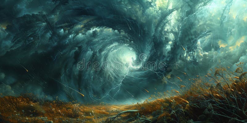 A Painting Featuring a Large Wave in the Sky, Depicting a Powerful and ...