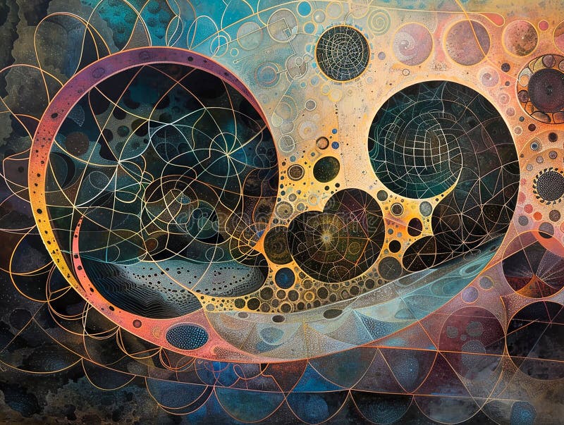 Abstract Painting with Intersecting Circles Stock Illustration ...
