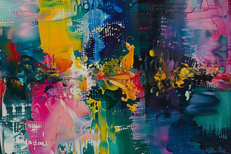 A Painting Featuring a Myriad of Vibrant Colors Creating a Visually ...