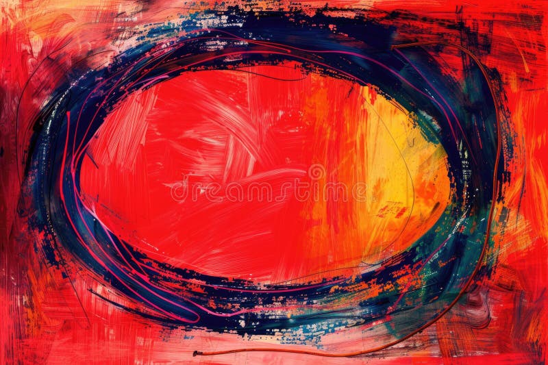 A Painting Featuring a Prominent Red Circle. Perfect for Graphic Design ...