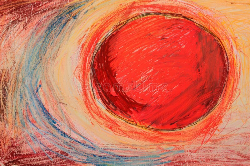 A Painting Featuring a Prominent Red Circle. Suitable for Graphic ...