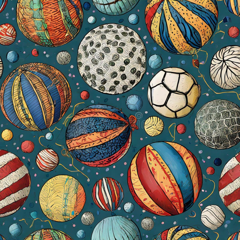 Painting Featuring Variety Different Colored Balls, Creating Harmonious ...