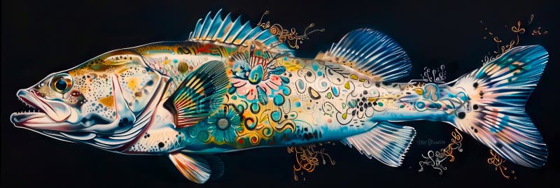 A Painting of a Fish with Colorful Paint Stock Photo - Image of ...