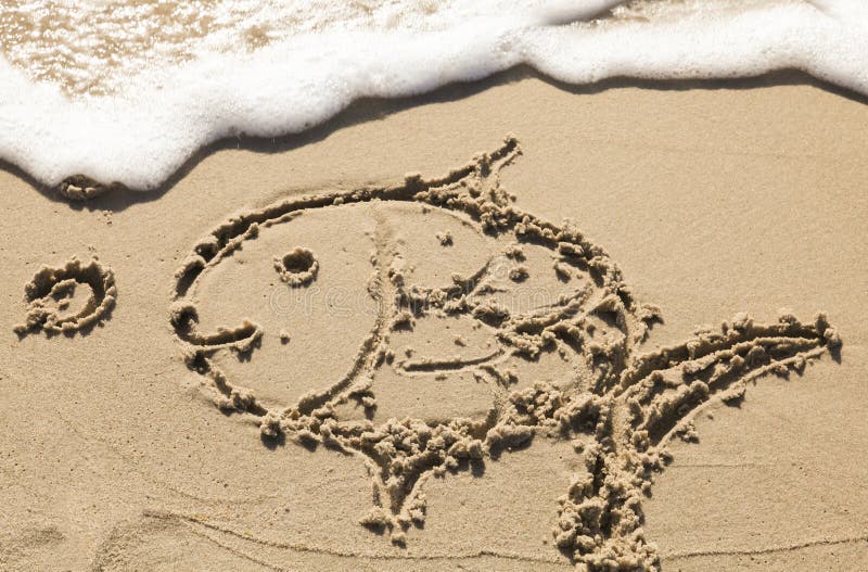 Painting of a Fish in the Sand Stock Image - Image of swim, swimming ...