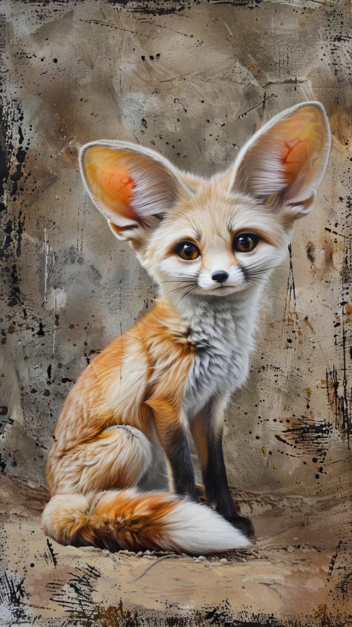 A Painting of a Fox with Big Ears Stock Image - Image of ears, mammal ...