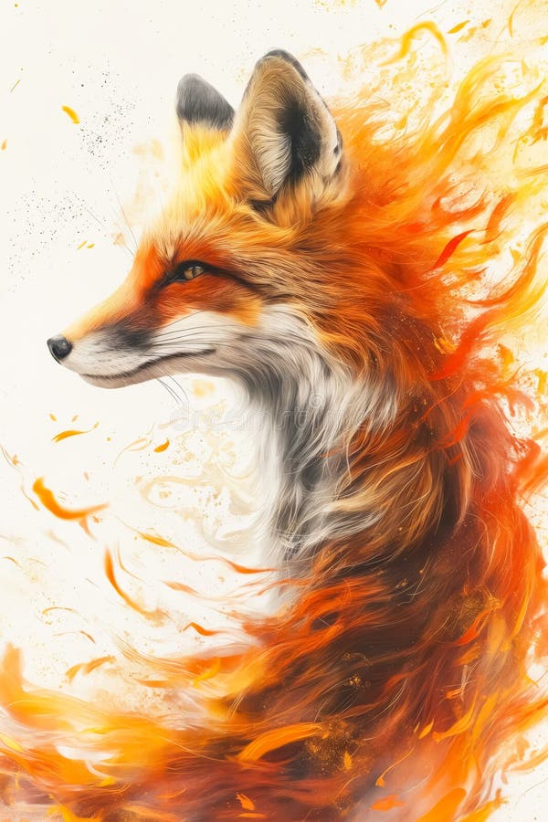 A Painting of a Fox with Fire Coming Out of Its Mouth. Generative AI ...