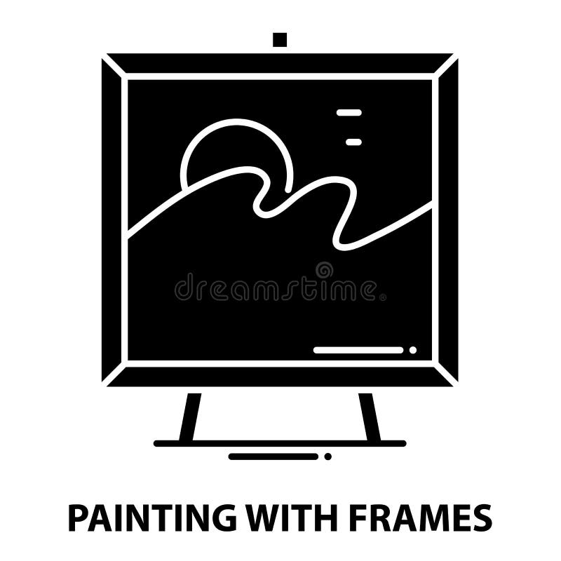 Painting with Frames Icon, Black Vector Sign with Editable Strokes ...