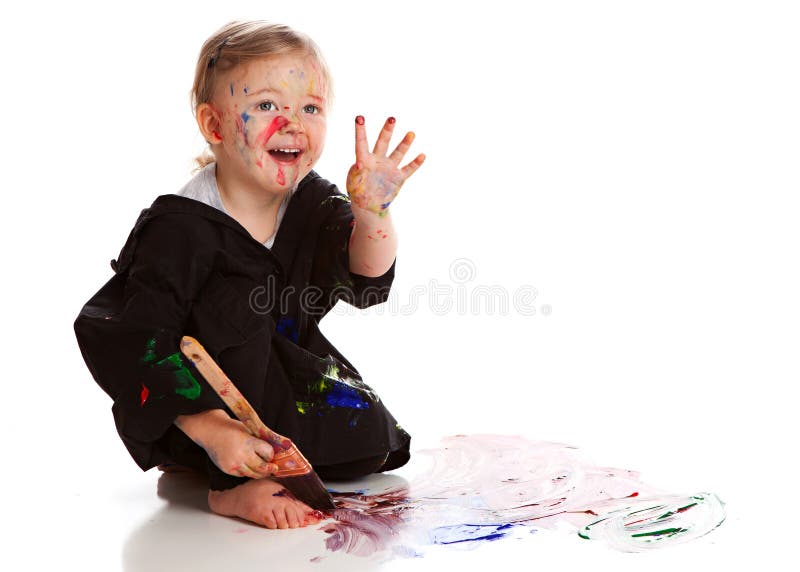 Painting Fun! stock photo. Image of girl, brush, paint - 28209200