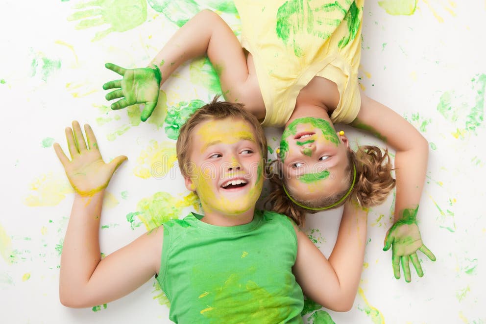 Painting is fun for kids stock photo. Image of colors - 26946198