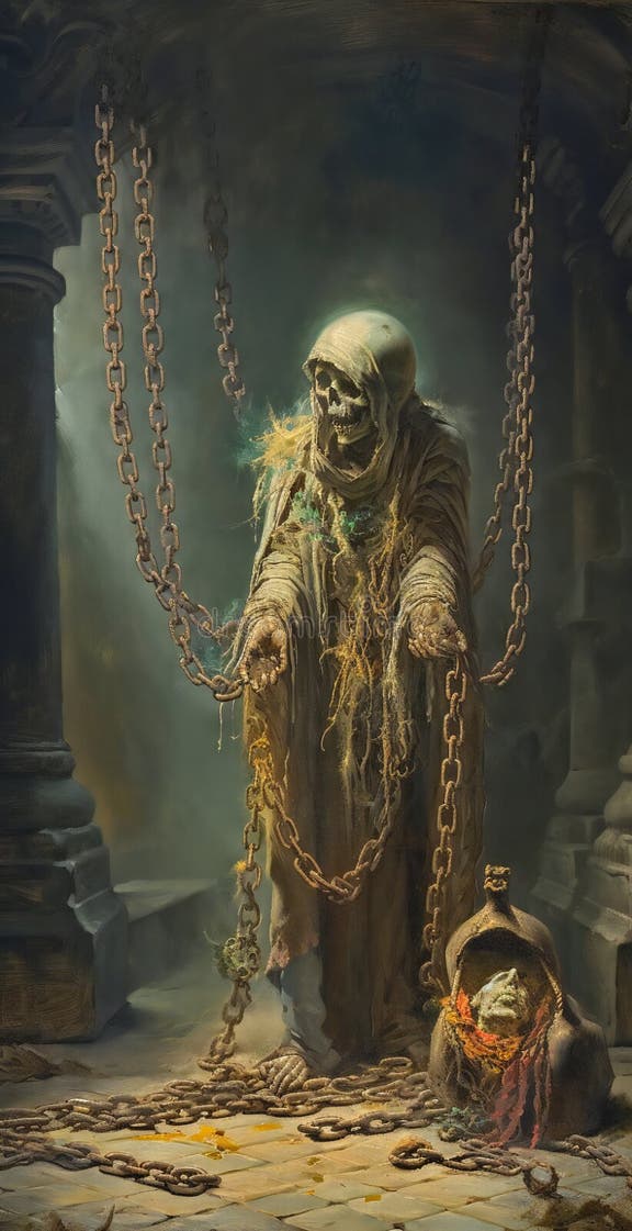 A Painting of a Ghost with Chains Stock Image - Image of highly ...