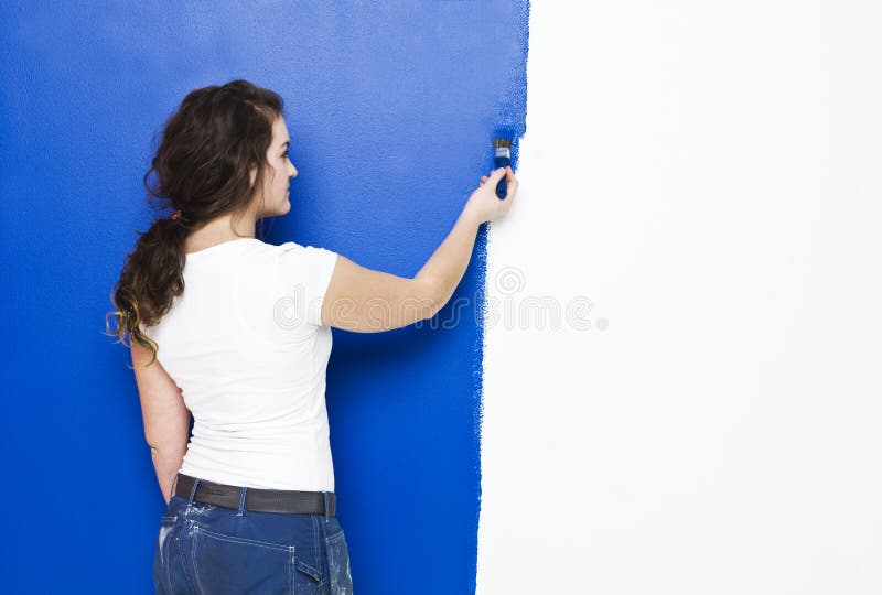 Painting Girl stock photo. Image of equipment, blue, women - 18155864