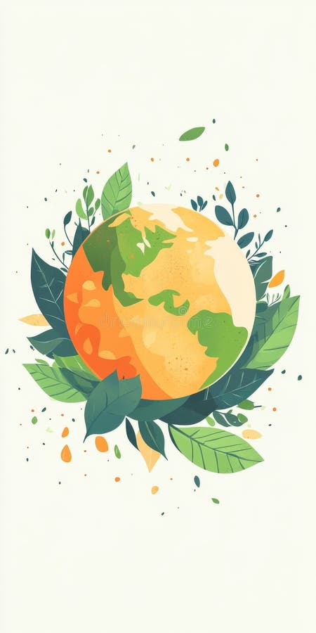 A Painting of a Globe with a Tree on Top of it Stock Illustration ...