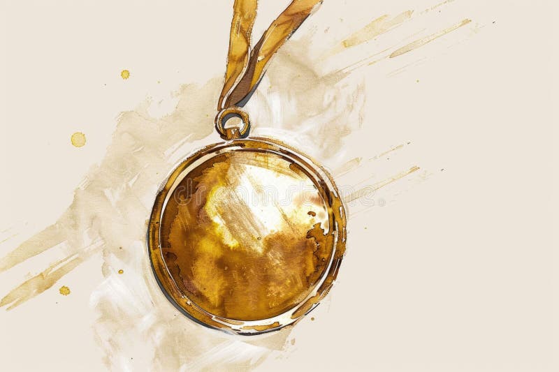 A Painting of a Gold Colored Object on a White Background. Suitable for ...