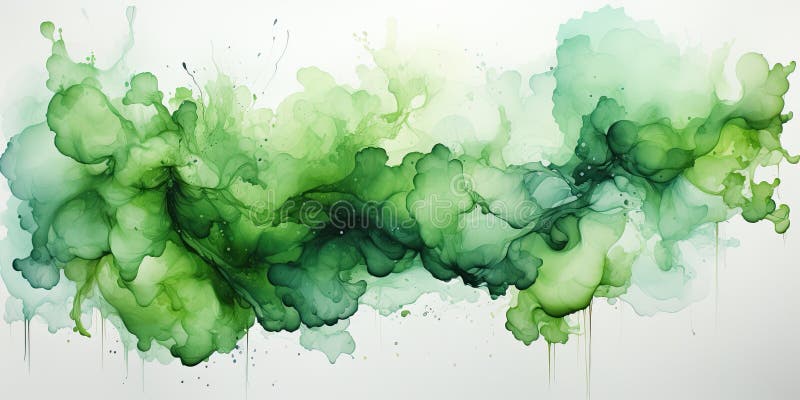 A Painting of Green Ink on a White Background Stock Illustration ...
