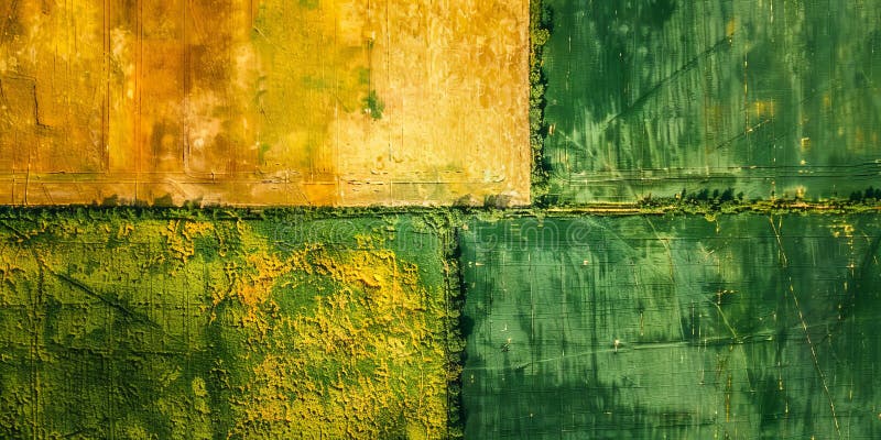 A Painting of Green and Yellow Squares Stock Photo - Image of green ...