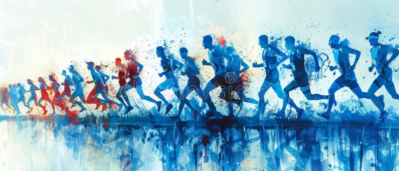 A Painting of a Group of People Running in a Race by AI Generated Image ...