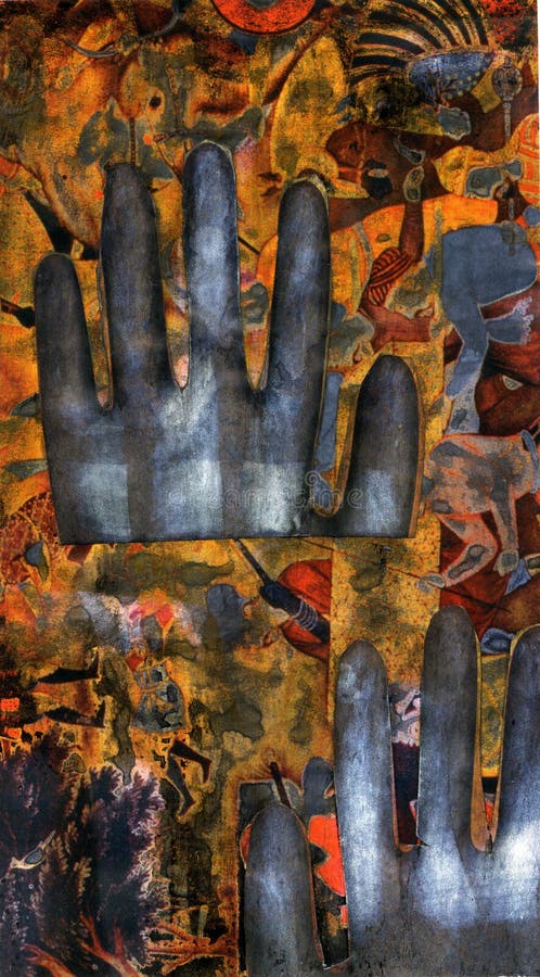 Hand Pattern on Dark Background Stock Photo - Image of painting ...