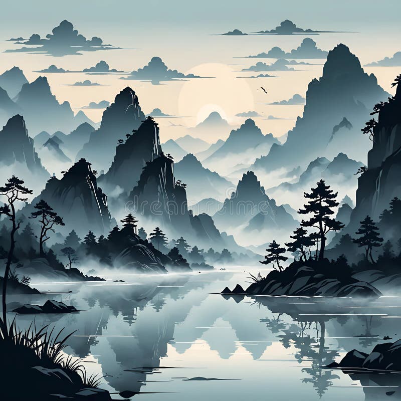 A Painting of a Harmonious Composition of Natural Elements in Subdued ...