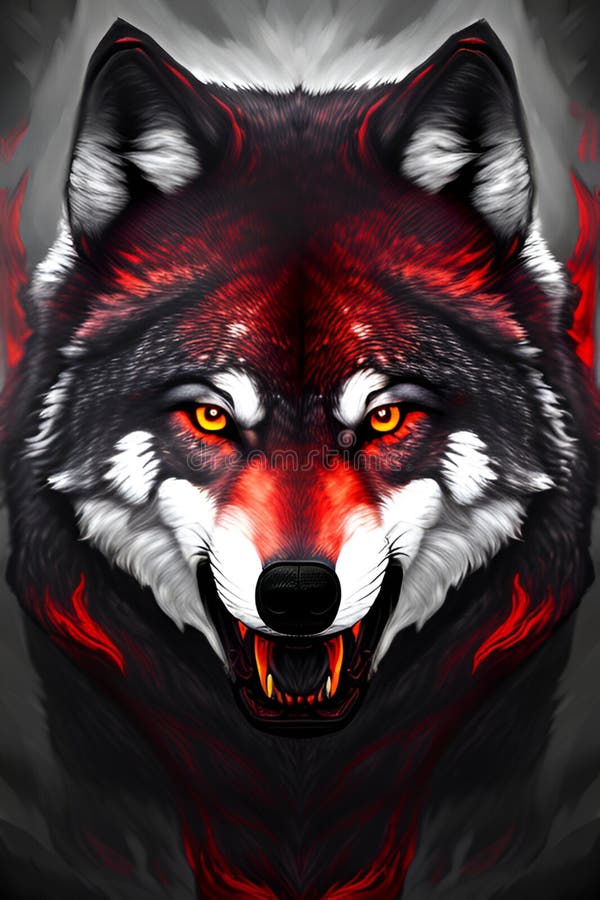 A Painting Headshot Image of the Ferocious Animals with Fiery Eyes ...