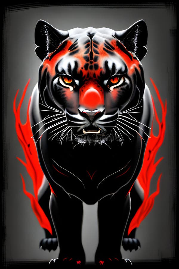 A Painting Headshot Image of the Ferocious Animals with Fiery Eyes ...