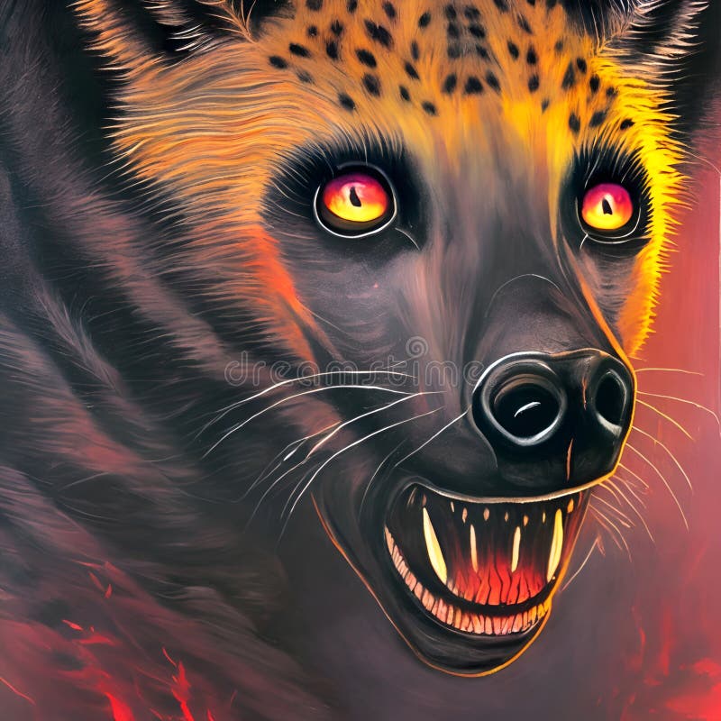 A Painting Headshot Image of the Ferocious Animals with Fiery Eyes ...