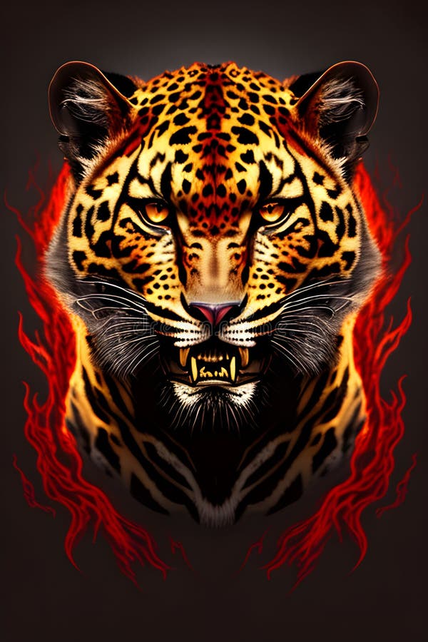 A Painting Headshot Image of the Ferocious Animals with Fiery Eyes ...