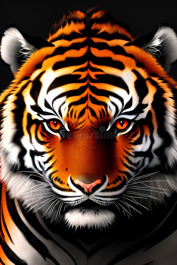 A Painting Headshot Image of the Ferocious Animals with Fiery Eyes ...