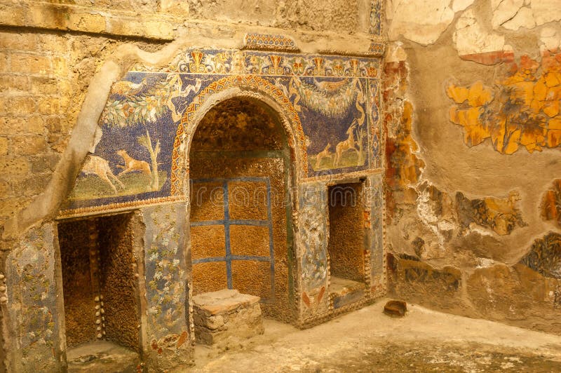 Painting in Herculaneum editorial stock image. Image of architecture ...