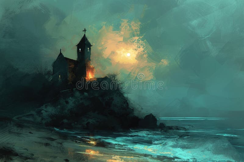 Painting of House of God. Generative AI Stock Illustration ...