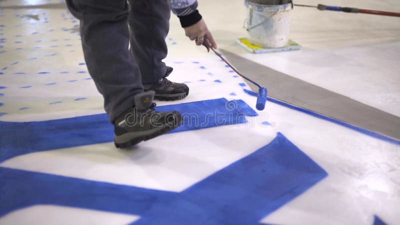 Painting of Ice Rink Inscriptions and Logos Stock Footage - Video of ...