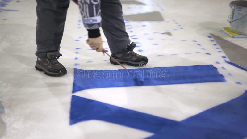 Painting of Ice Rink Inscriptions and Logos Stock Video - Video of ...