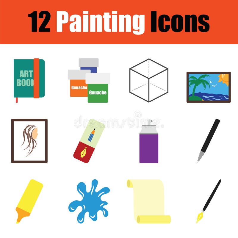 Painting icon set stock vector. Illustration of liner - 76172679