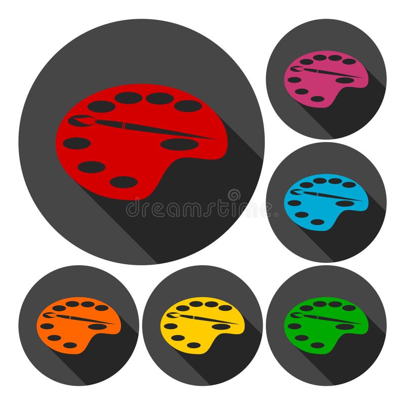 Painting Icons Set with Long Shadow Stock Vector - Illustration of ...