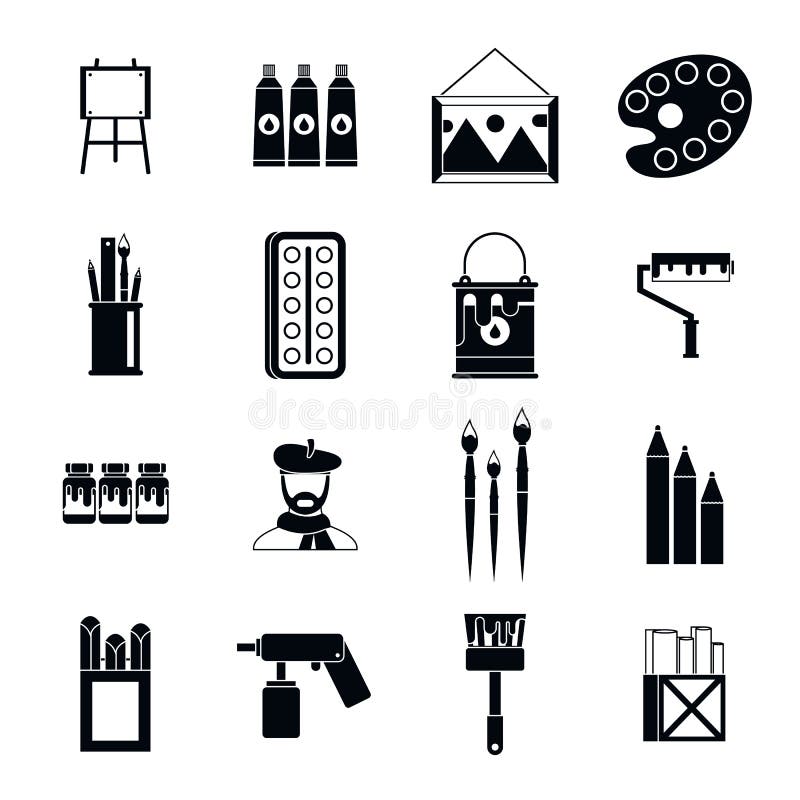 Painting Icons Set, Simple Style Stock Vector - Illustration of phone ...