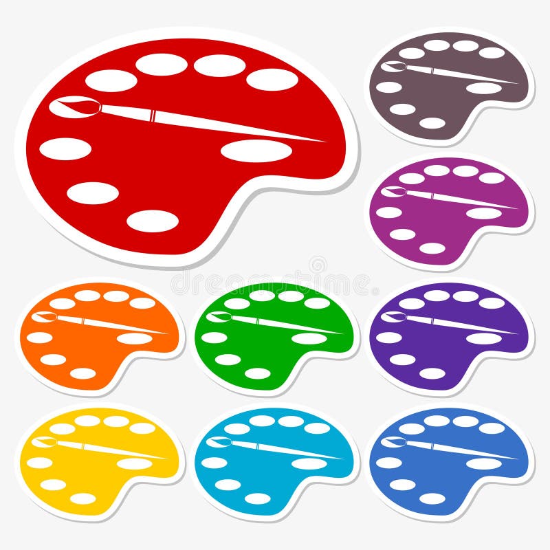 Painting Icons Stickers Set Stock Vector - Illustration of drawing ...