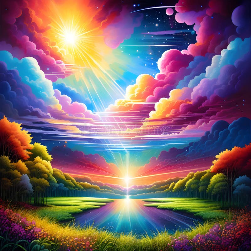 Painting Image of the Majestic,ornate,acrylic,exploding Prisms of ...