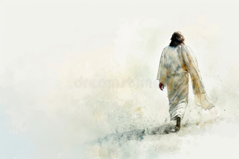 Painting of Jesus Christ Walks. Generative AI. Stock Illustration ...