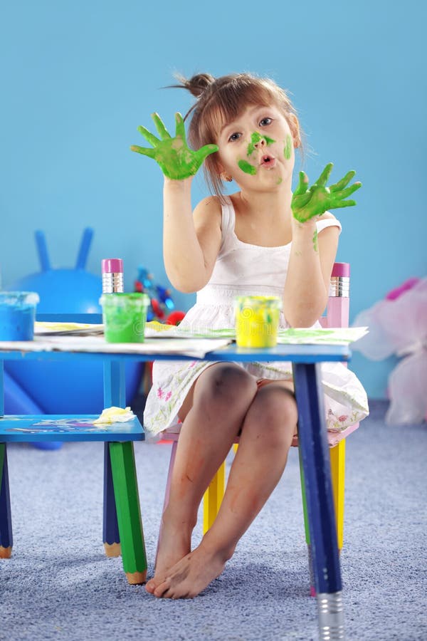 Painting kid girl stock image. Image of learning, development - 14131539