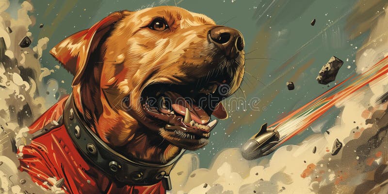 Painting of a Labrador Dog with a Star Wars Scene in the Background ...
